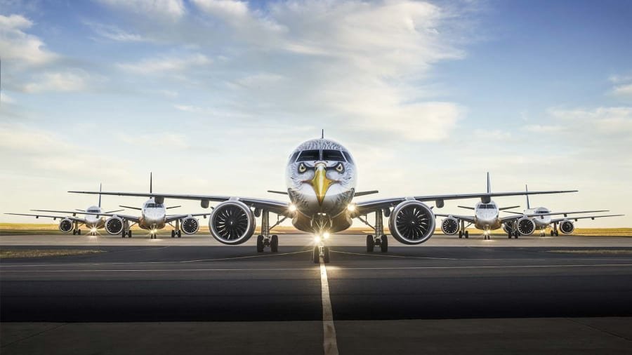Embraer E190-E2 se destaca com design arrojado e maior conforto